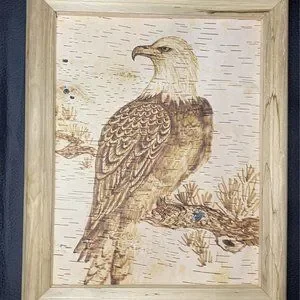 Handmade | Wall Decor | Handmade Birch Bark Pyrography Eagle On Tree ...